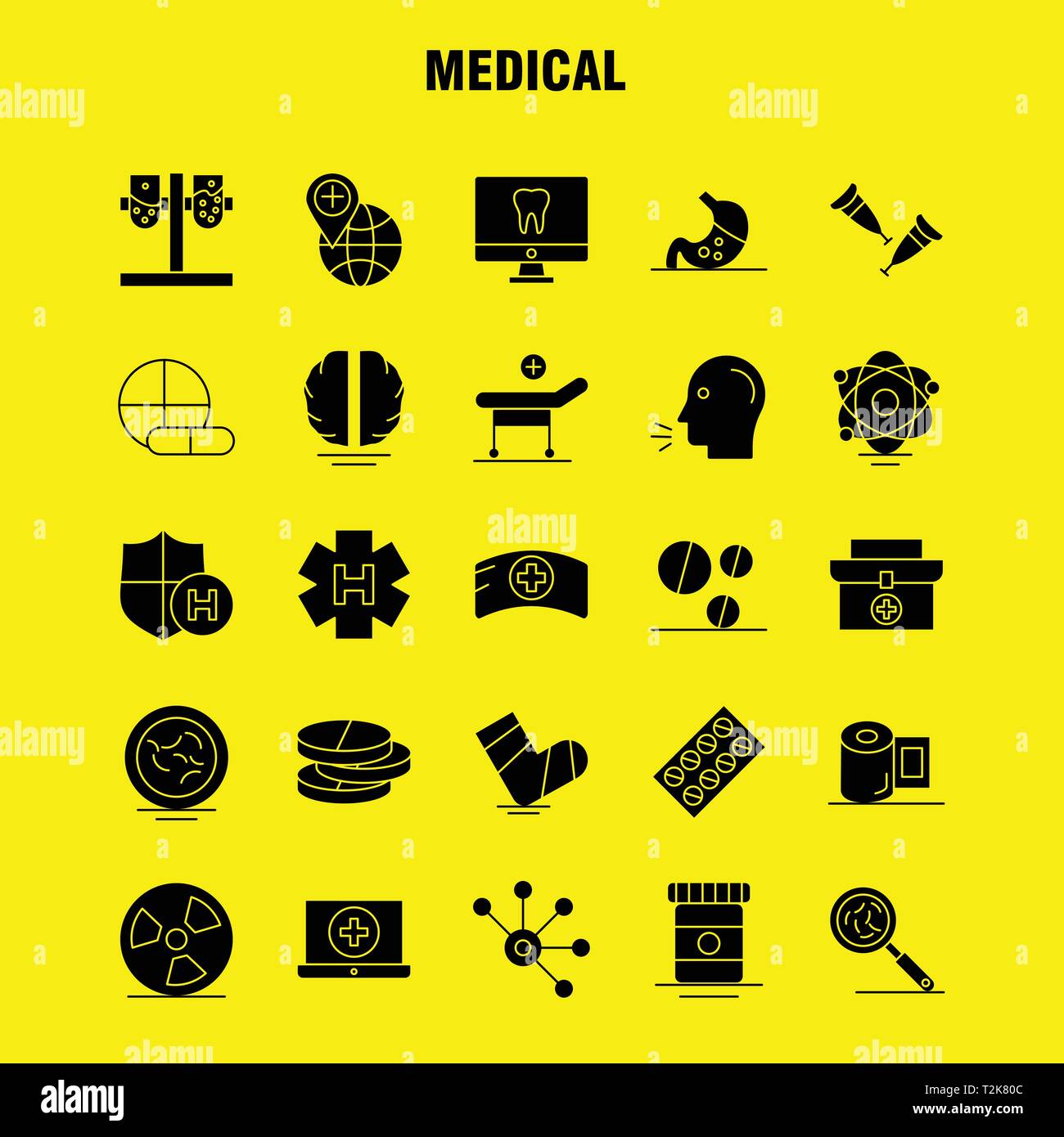 Medical Solid Glyph Icons Set For Infographics, Mobile UX/UI Kit And ...