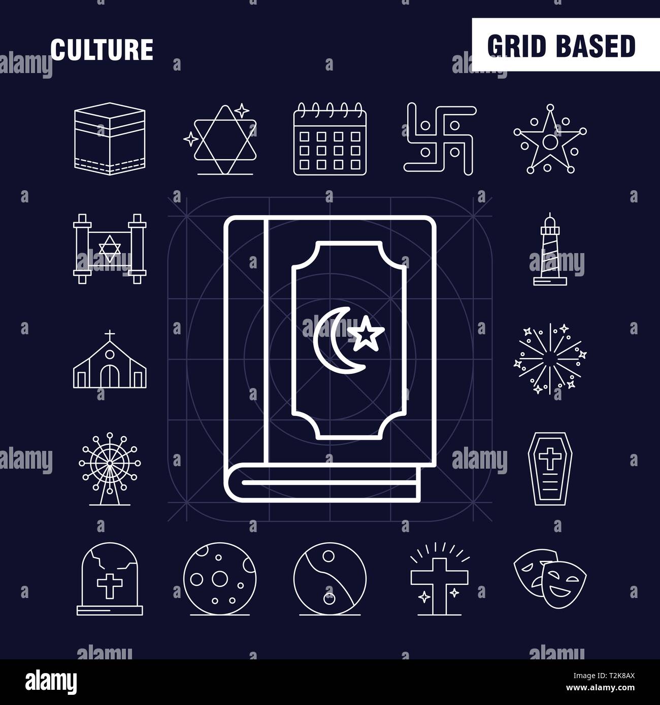 Culture Line Icons Set For Infographics, Mobile UX/UI Kit And Print ...