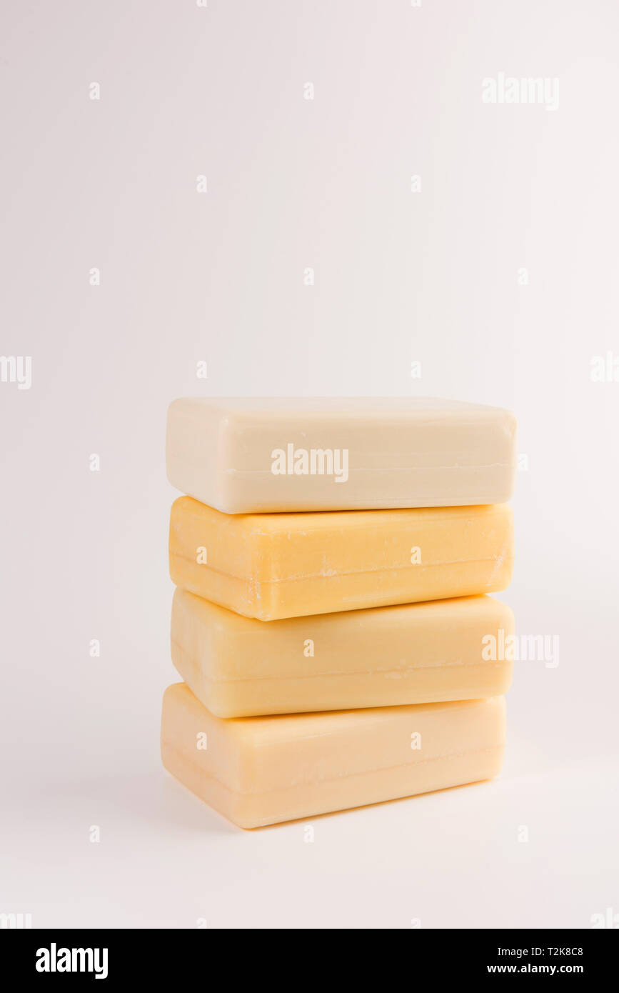 Stack of soap bars isolated on white background Stock Photo - Alamy