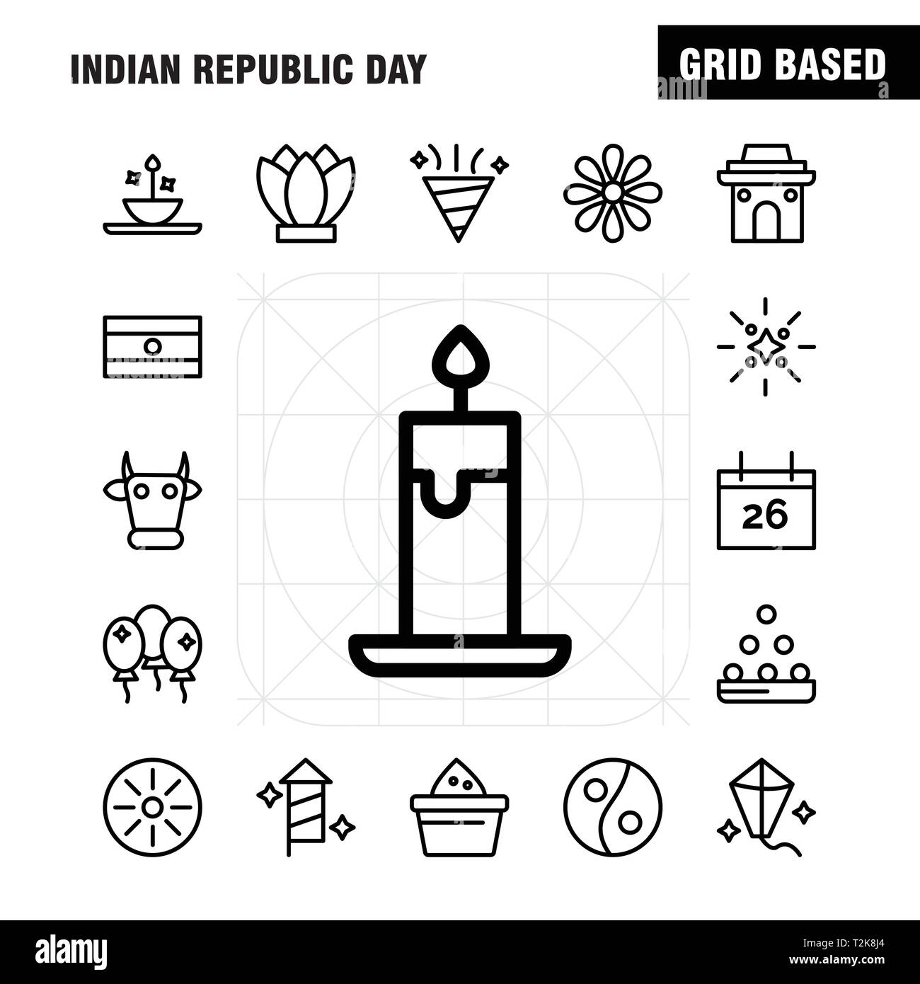 Indian Republic Day Line Icon Pack For Designers And Developers. Icons ...