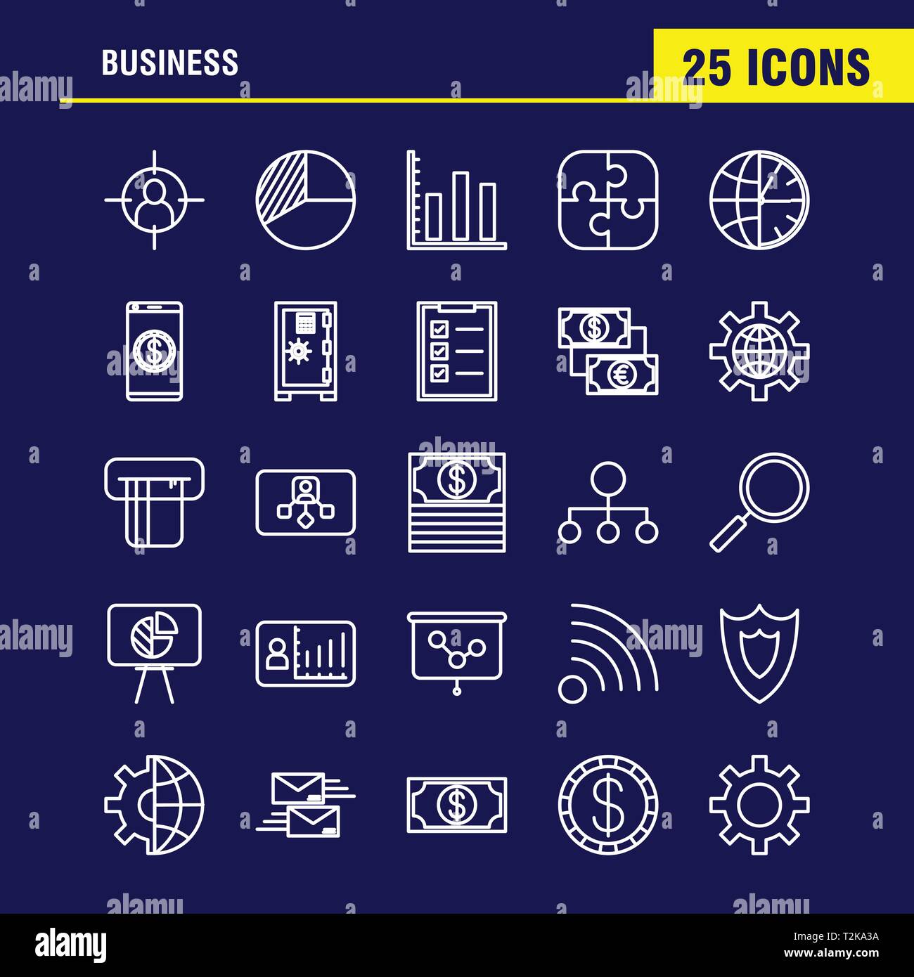 Business Line Icons Set For Infographics, Mobile UX/UI Kit And Print ...