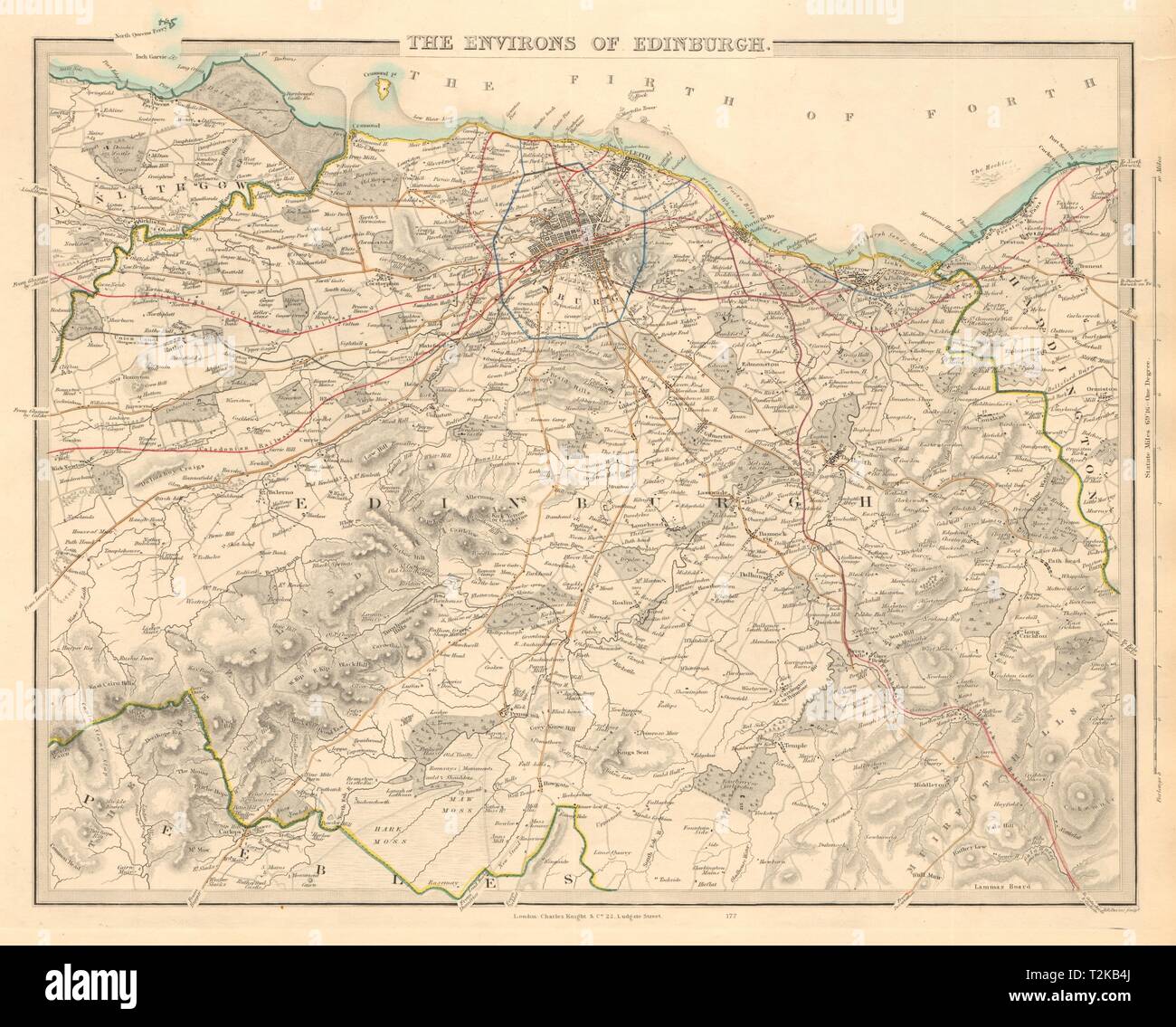 EDINBURGH & ENVIRONS. Leith Linlithgow Peebles Haddington. SDUK 1847 ...