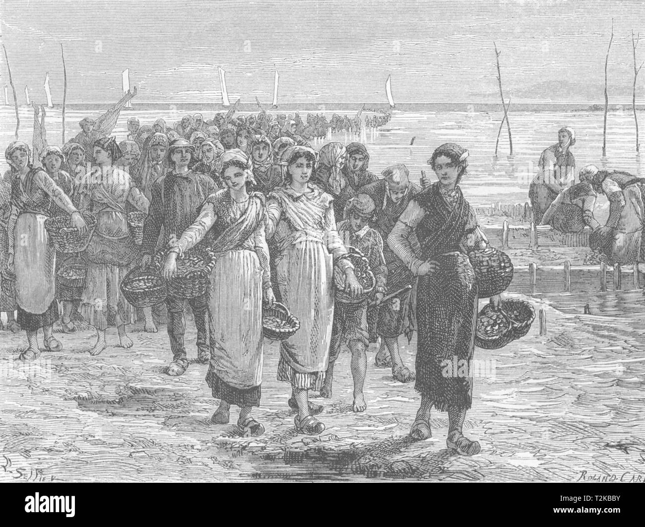 ILLE-ET-VILAINE. Fisherwomen of Cancale c1878 old antique print picture ...