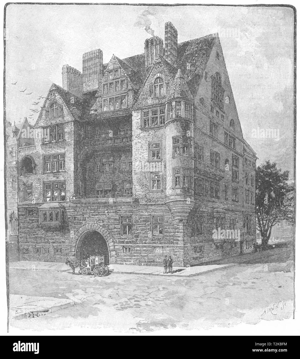 NEW YORK. A New York Mansion 1891 old antique vintage print picture ...