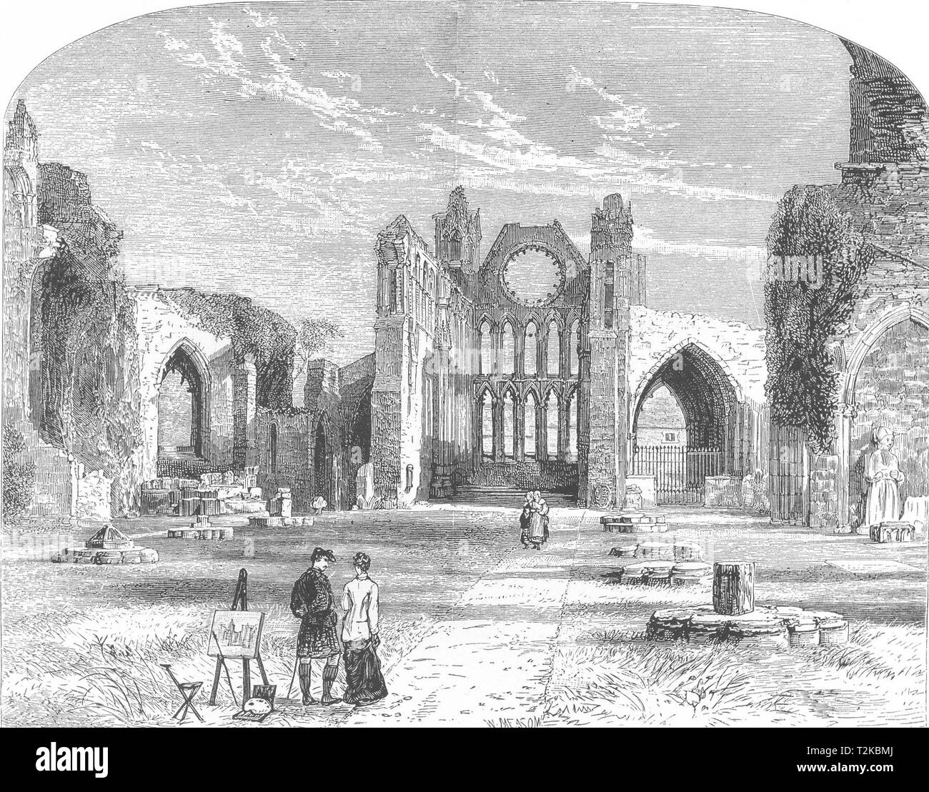 SCOTLAND. The Central Highlands. Elgin Cathedral c1886 old antique ...
