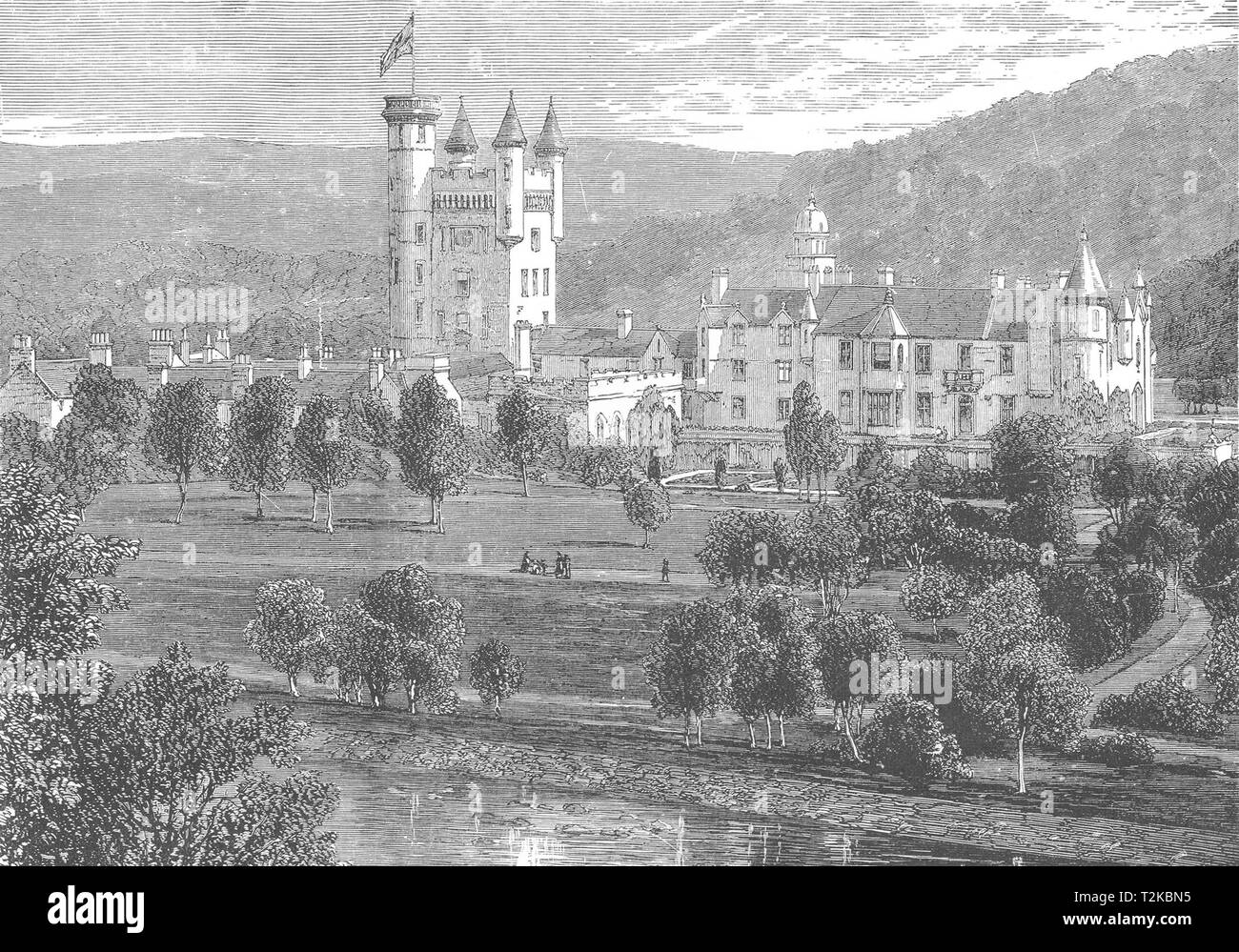 SCOTLAND. Balmoral Castle from the river c1886 old antique print ...