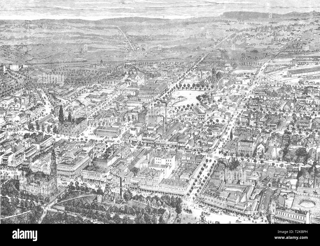 AUSTRALIA. Bird's-Eye View of Sandhurst 1886 old antique vintage print ...