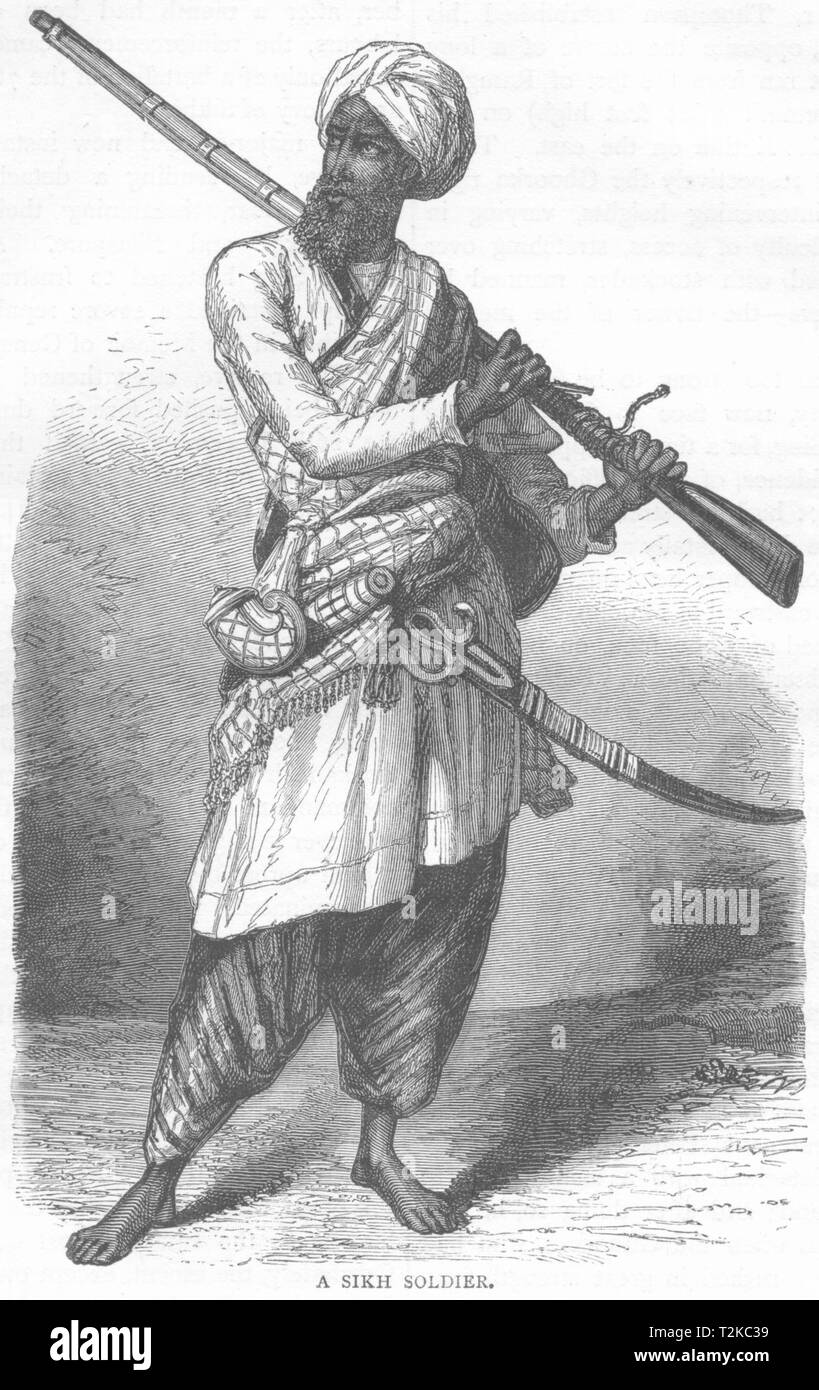 MILITARIA. A Sikh Soldier c1880 antique vintage print picture Stock ...