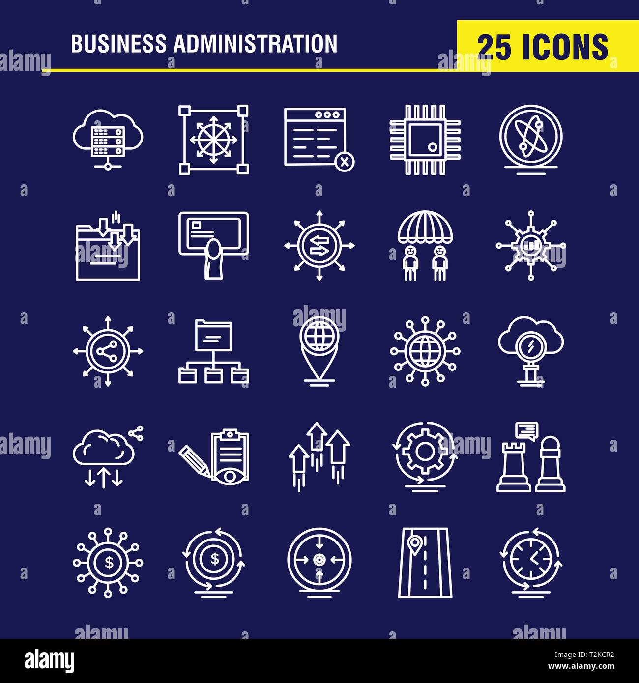 Business Administration Line Icons Set For Infographics, Mobile UX/UI ...