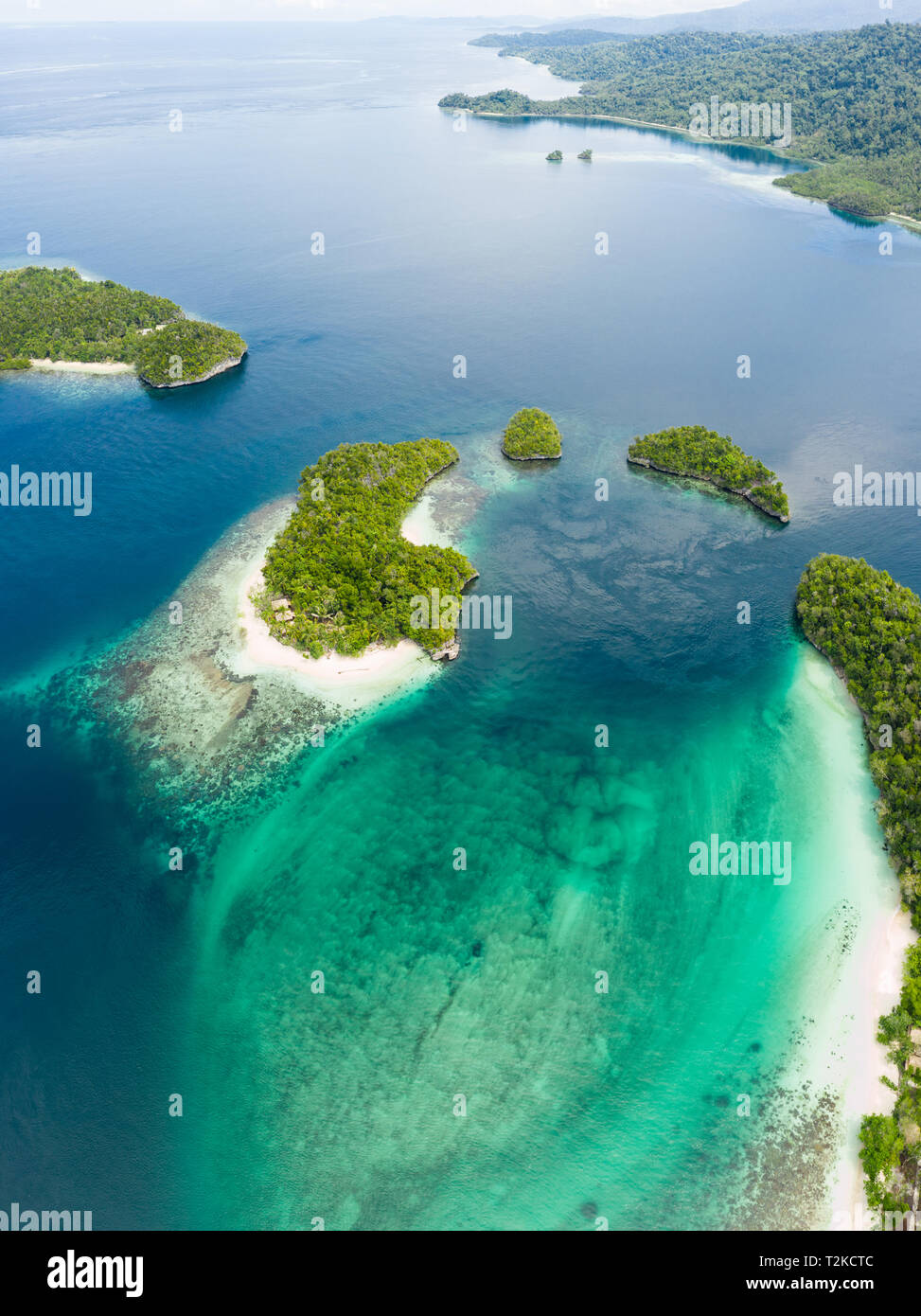 Limestone islands, surrounded by coral reefs, lie scattered throughout ...