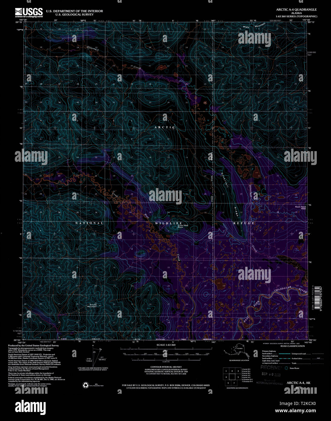 USGS TOPO Map Alaska AK Arctic A-4 354076 1972 63360 Inverted ...