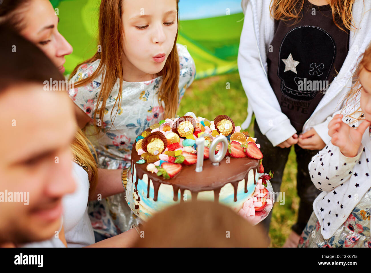 April 1, 2019, israel, Tel Aviv Girl Celebrating Birthday With Cake ...