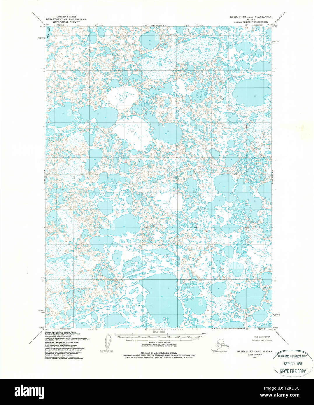 USGS TOPO Map Alaska AK Baird Inlet A-4 354113 1954 63360 Restoration ...