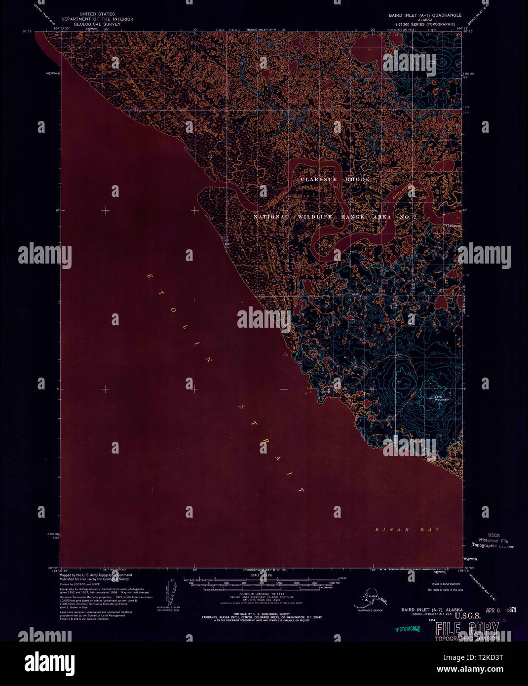 USGS TOPO Map Alaska AK Baird Inlet A-7 354117 1954 63360 Inverted ...
