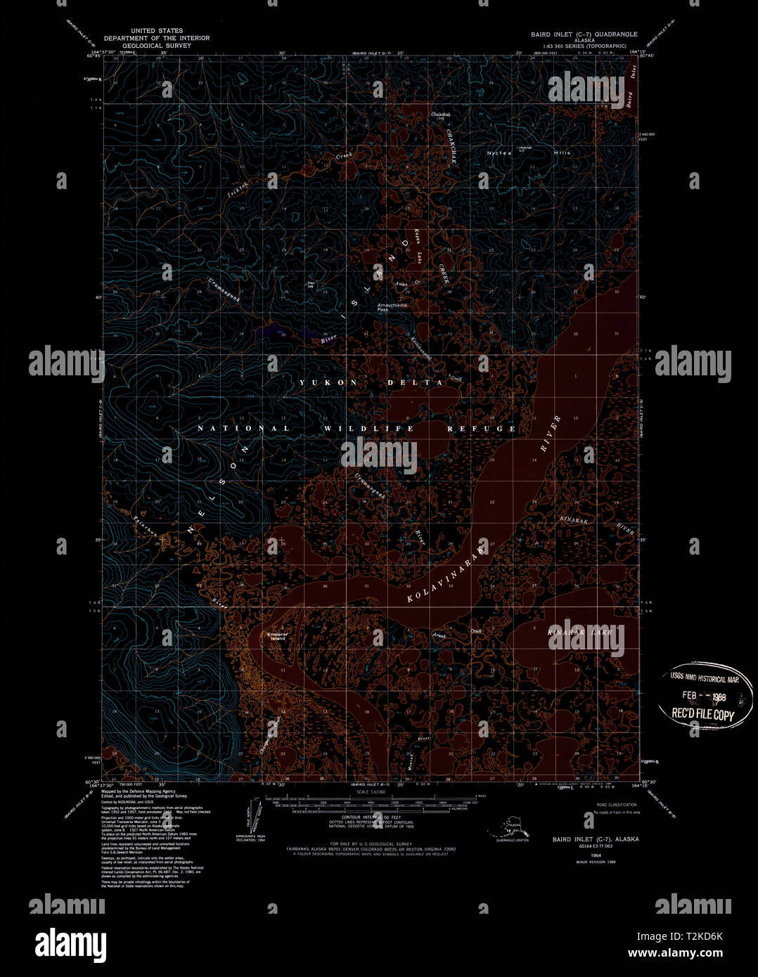 USGS TOPO Map Alaska AK Baird Inlet C-7 354143 1954 63360 Inverted ...