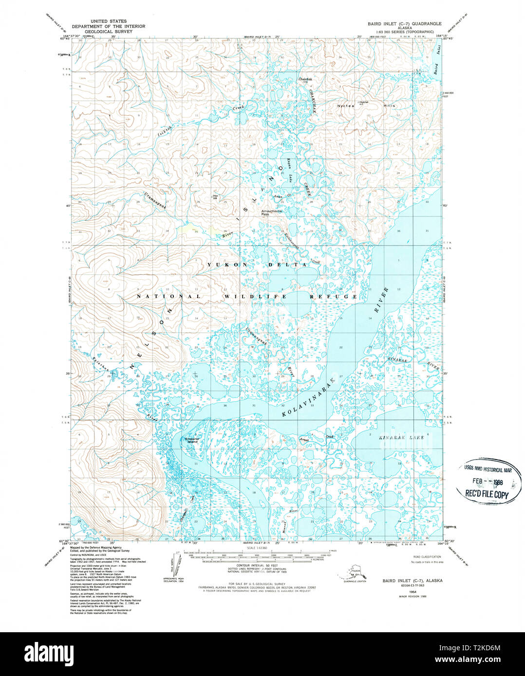 USGS TOPO Map Alaska AK Baird Inlet C-7 354143 1954 63360 Restoration ...