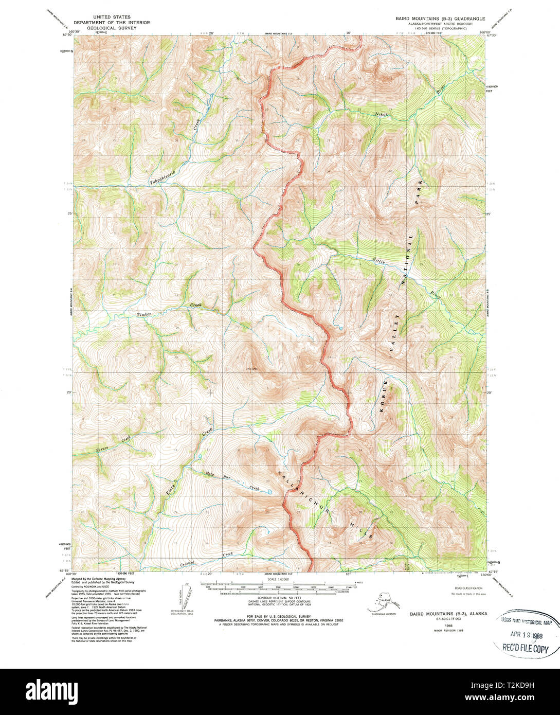 USGS TOPO Map Alaska AK Baird Mountains B-3 354173 1955 63360 ...