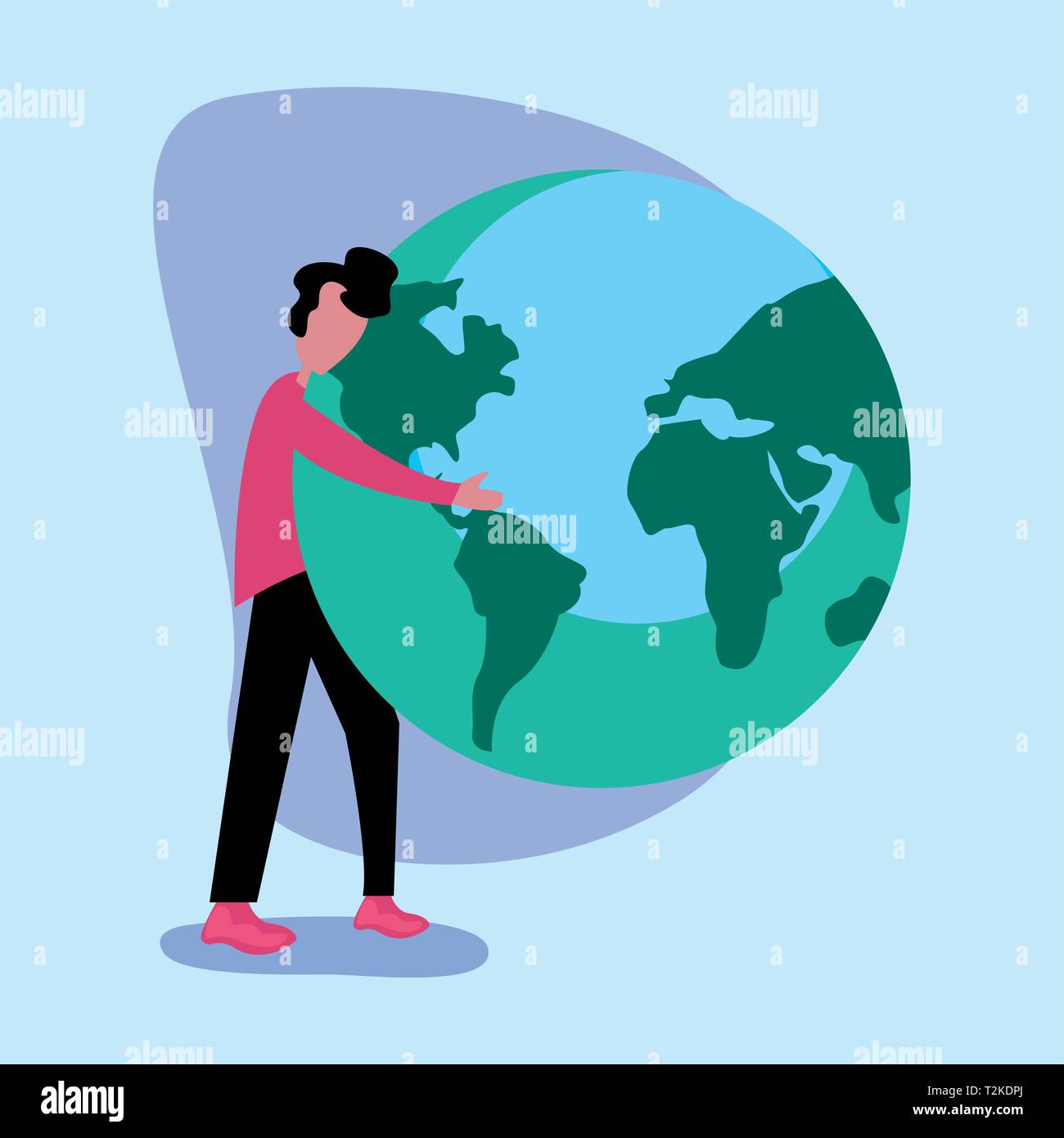 man with planet world happy earth day vector illustration Stock Vector ...