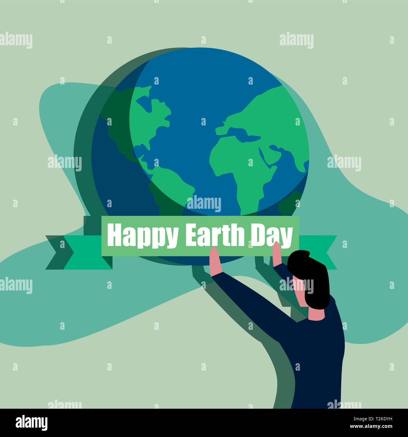 man with planet world happy earth day vector illustration Stock Vector ...