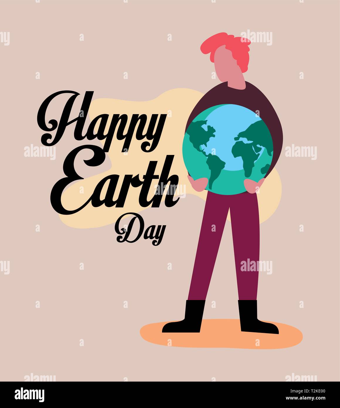 man with planet world happy earth day vector illustration Stock Vector ...