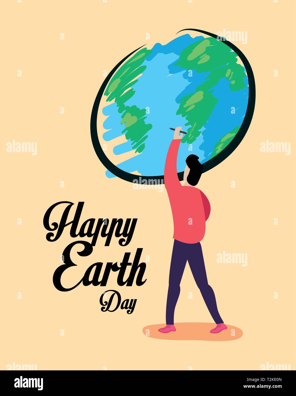 man with planet world happy earth day vector illustration Stock Vector ...