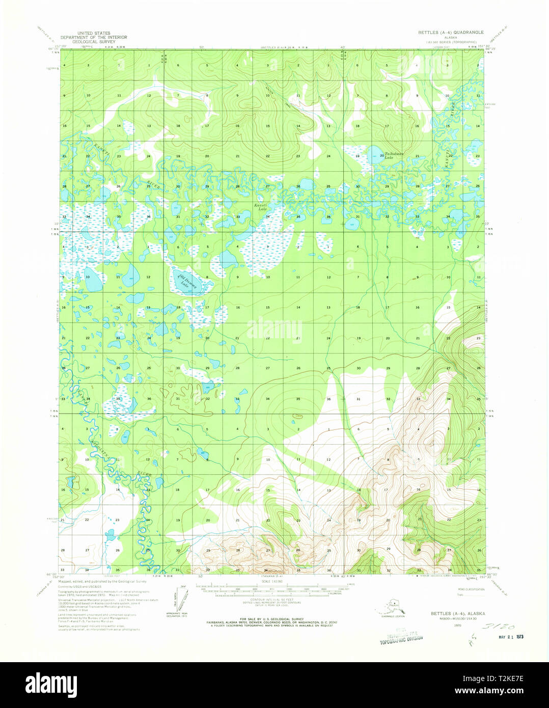 USGS TOPO Map Alaska AK Bettles A-4 354480 1970 63360 Restoration Stock ...
