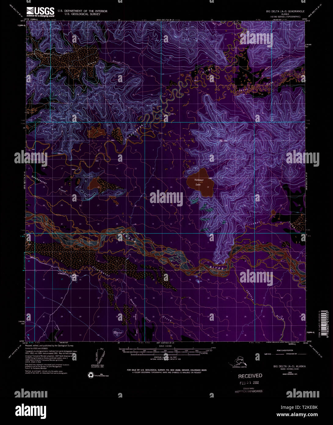 USGS TOPO Map Alaska AK Big Delta A-3 354522 1955 63360 Inverted ...