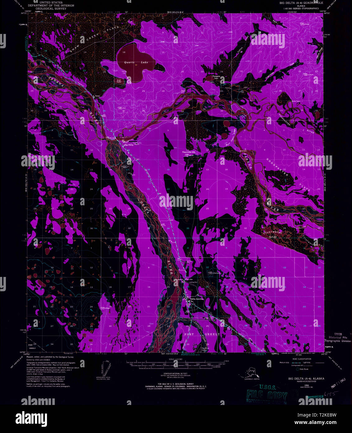 USGS TOPO Map Alaska AK Big Delta A-4 354525 1962 63360 Inverted ...