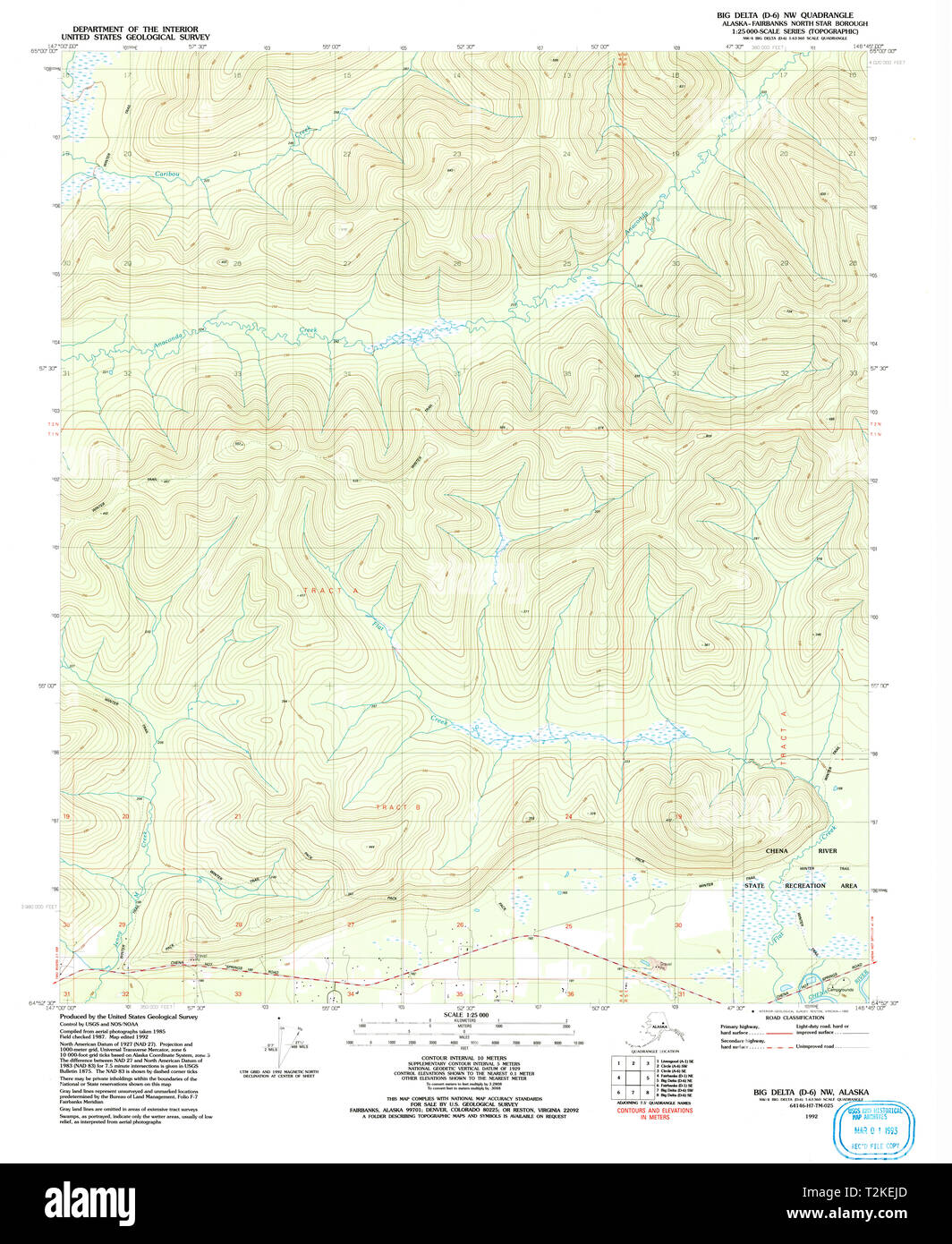 USGS TOPO Map Alaska AK Big Delta D-6 NW 353652 1992 25000 Restoration ...