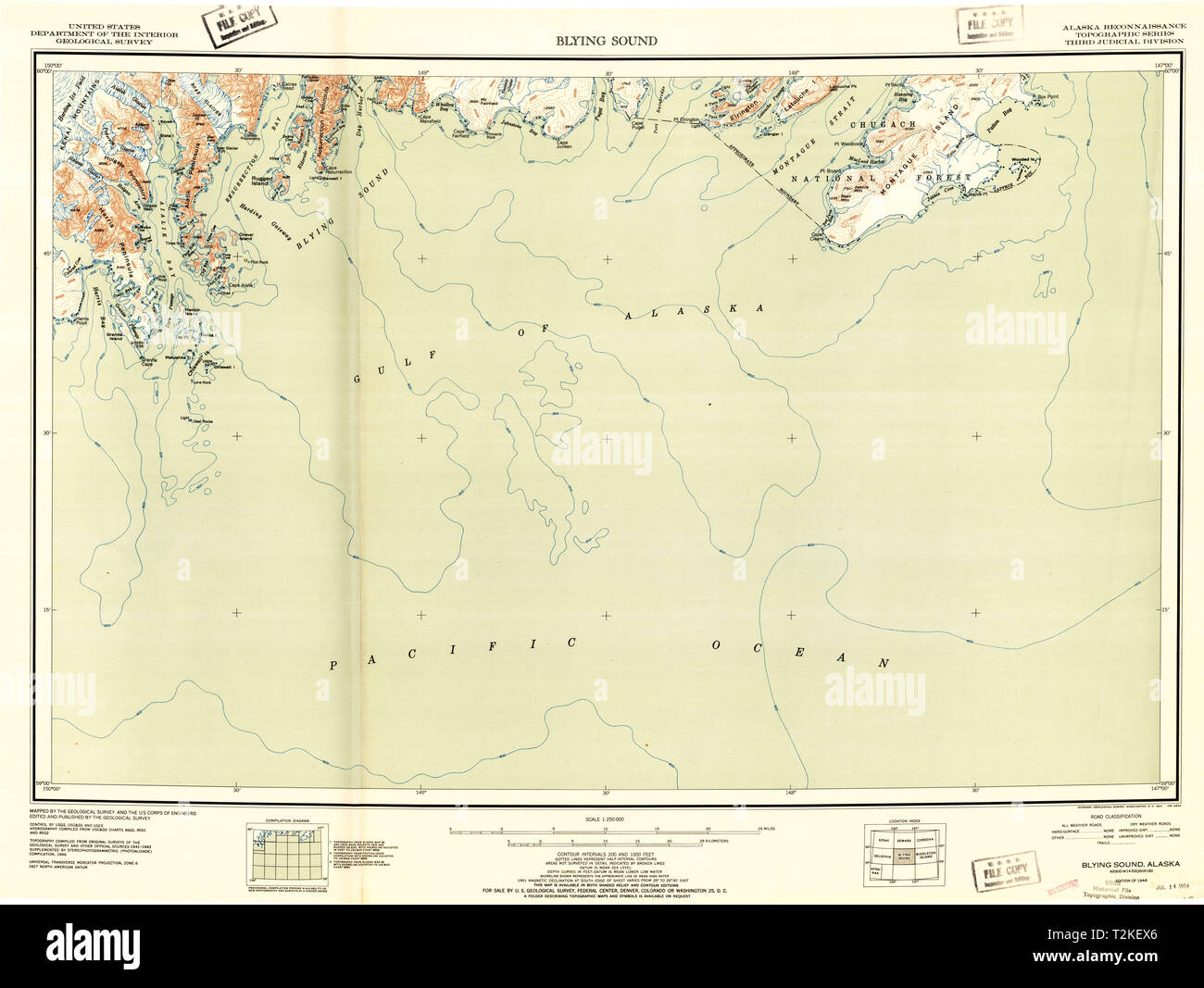 USGS TOPO Map Alaska AK Blying Sound 360690 1946 250000 Restoration ...