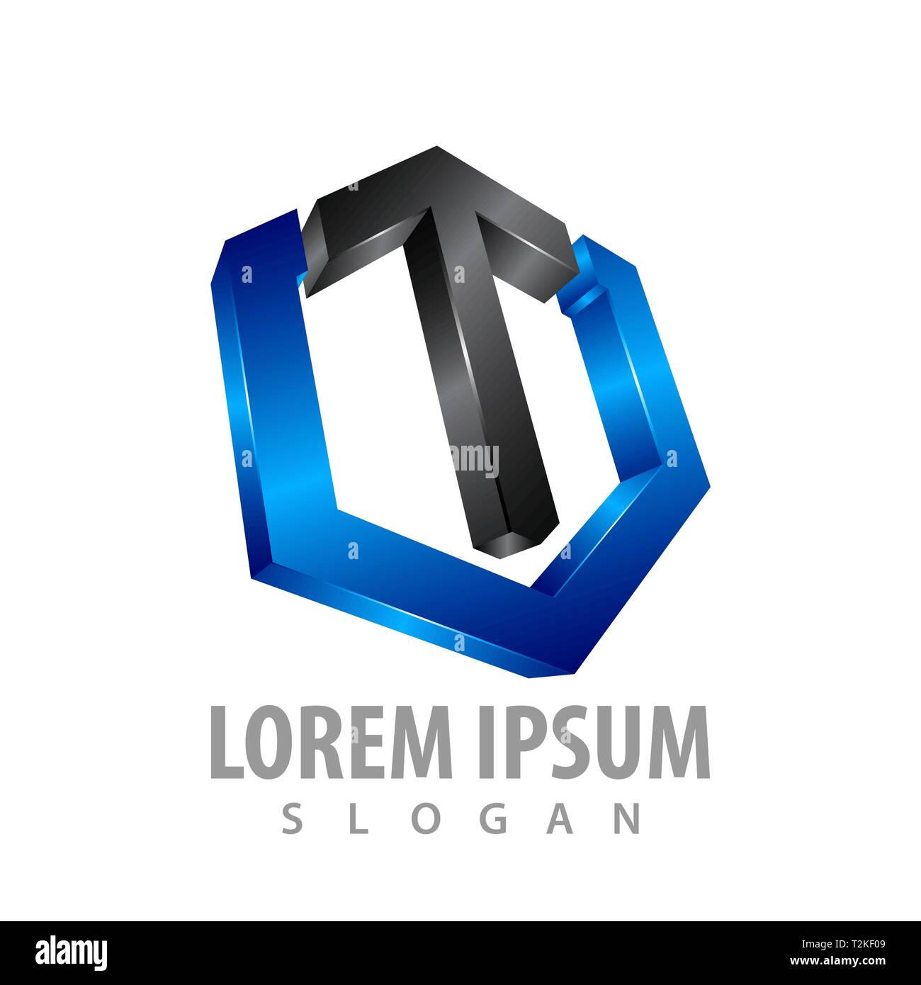 Hexagon initial letter TU concept design. Shiny 3D style symbol graphic ...