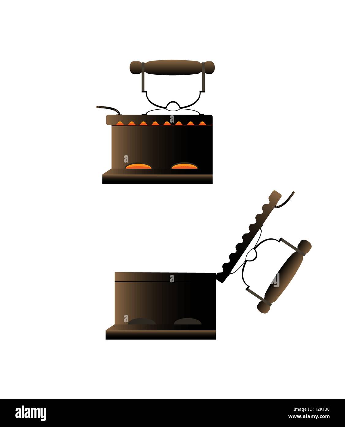 Iron vintage ironing side view. Vector illustration Stock Vector Image ...