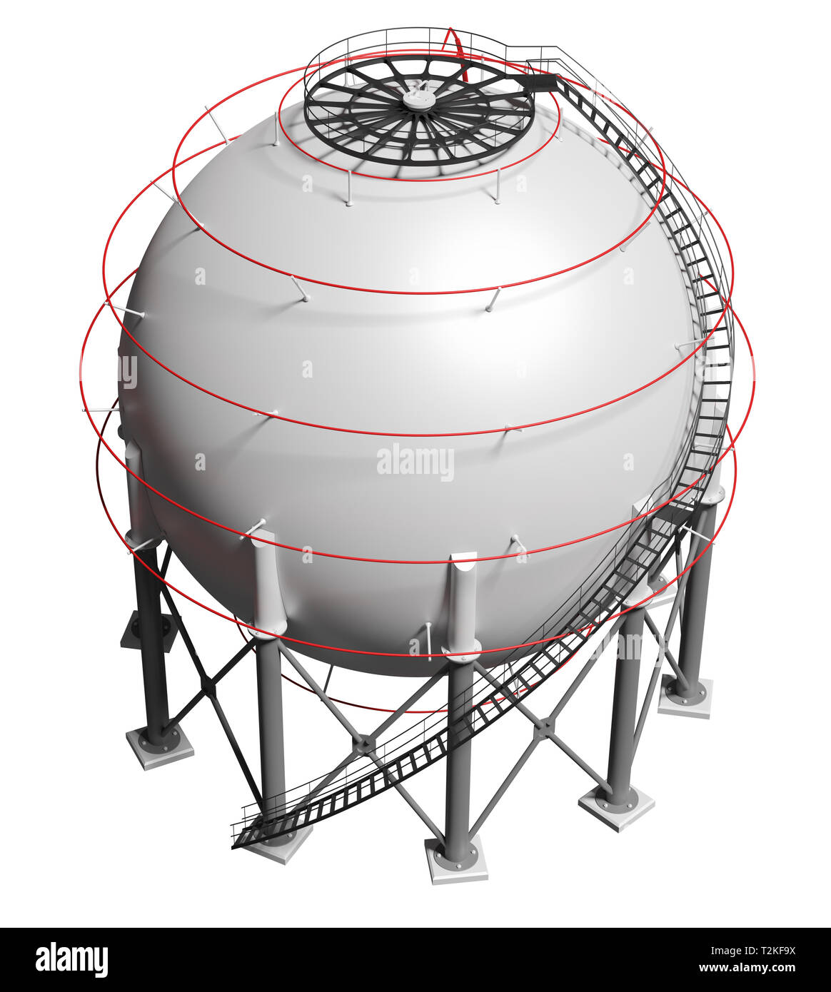 Spherical gas tank. 3D illustration on white background Stock Photo - Alamy