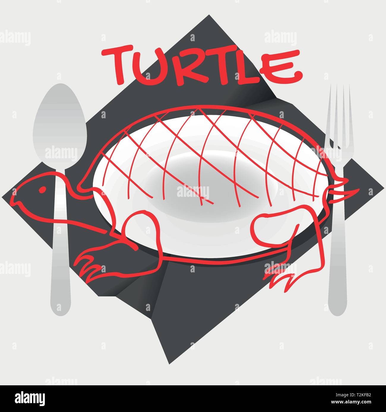 art logo turtle dishes with a turtle plate and cutlery on a crumpled ...