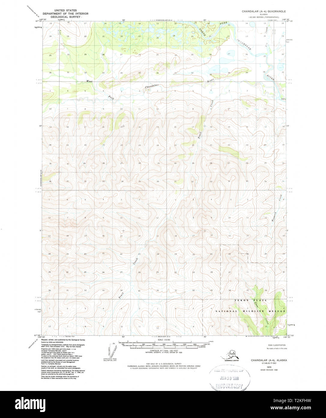 USGS TOPO Map Alaska AK Chandalar A-4 361744 1970 63360 Restoration ...