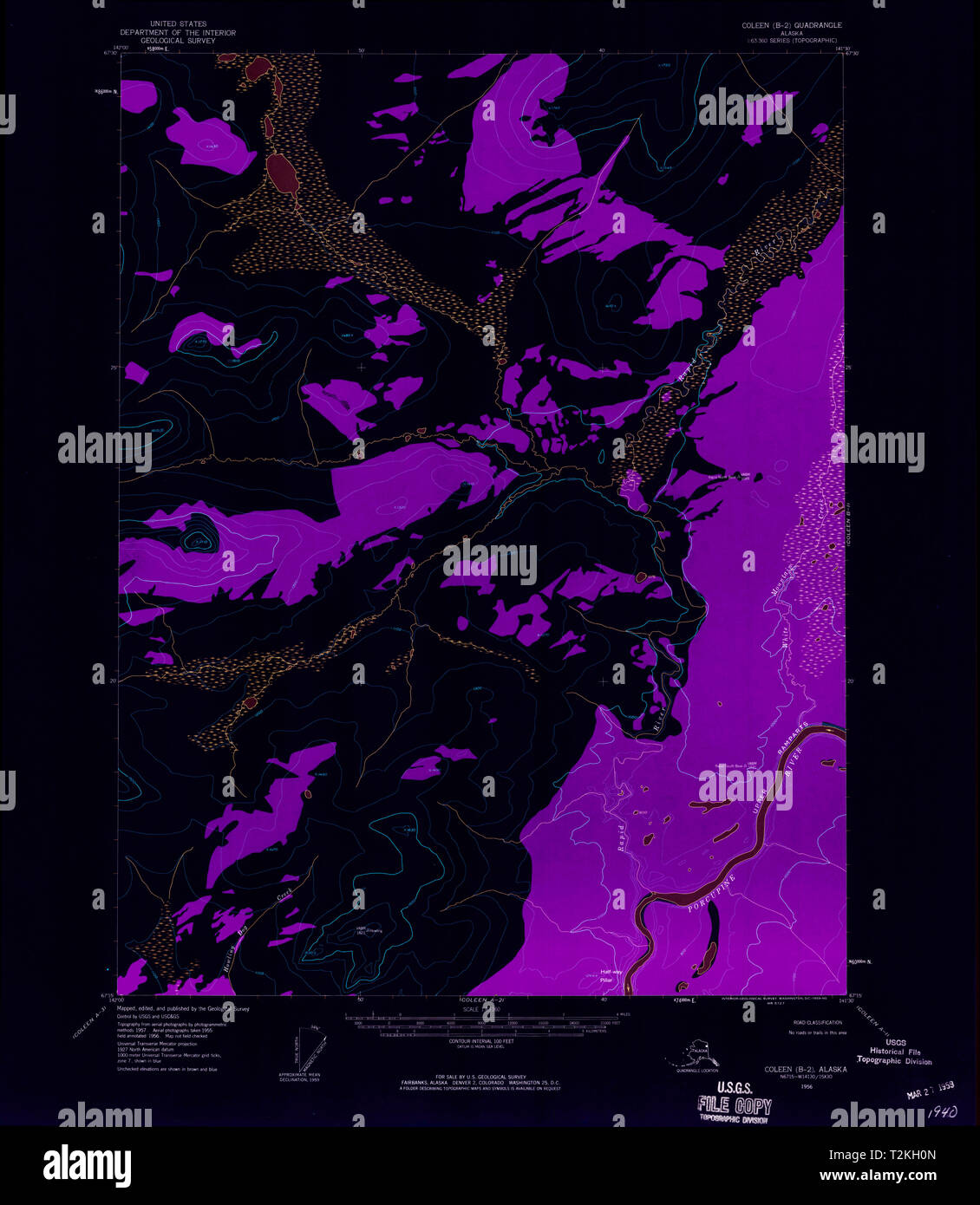 USGS TOPO Map Alaska AK Coleen B-2 355102 1956 63360 Inverted ...