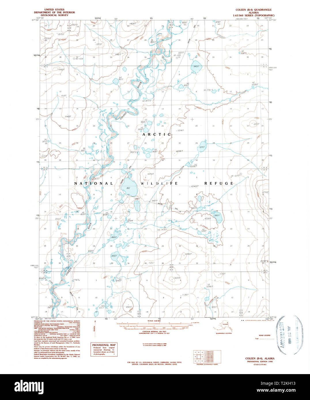 USGS TOPO Map Alaska AK Coleen B-4 355105 1990 63360 Restoration Stock ...