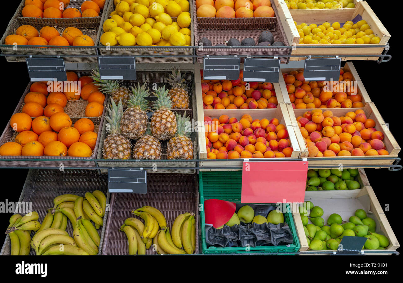 market stall with lots of various fruits Stock Photo - Alamy
