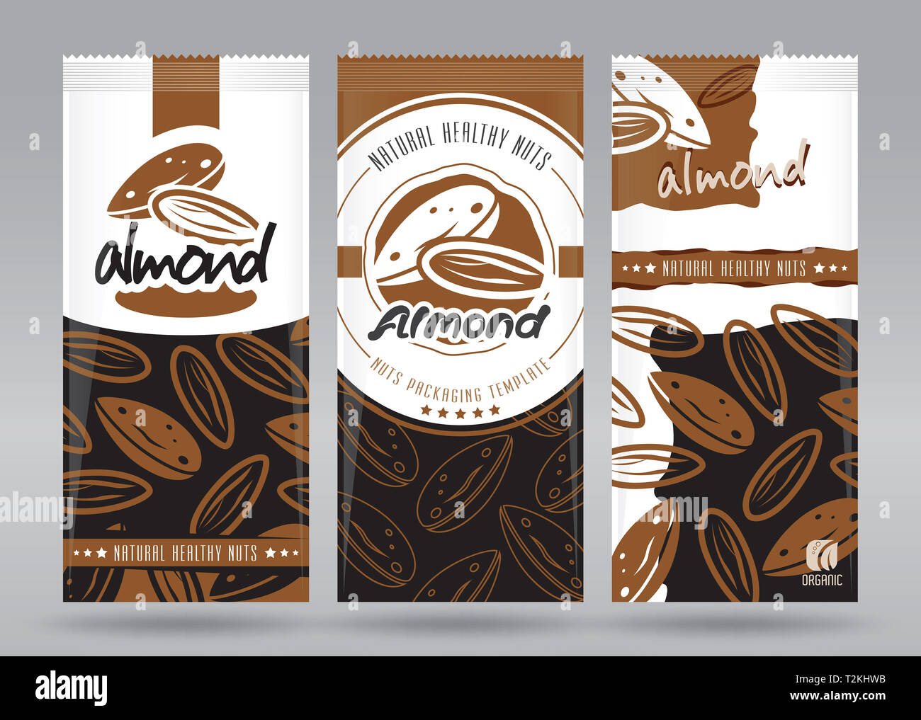 Almond packaging set Stock Photo - Alamy