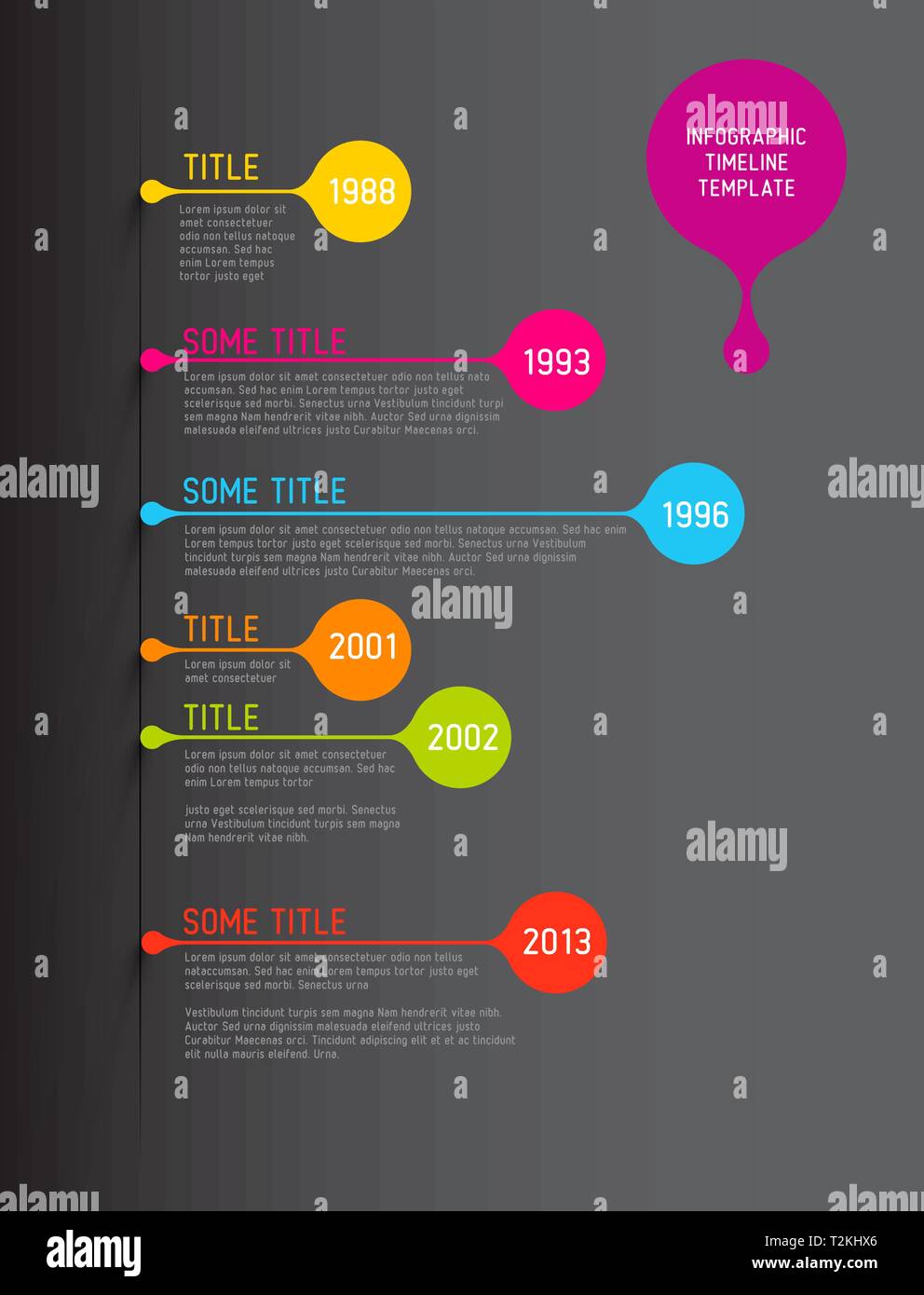 Colorful dark Vector Infographic timeline report template with bubbles ...