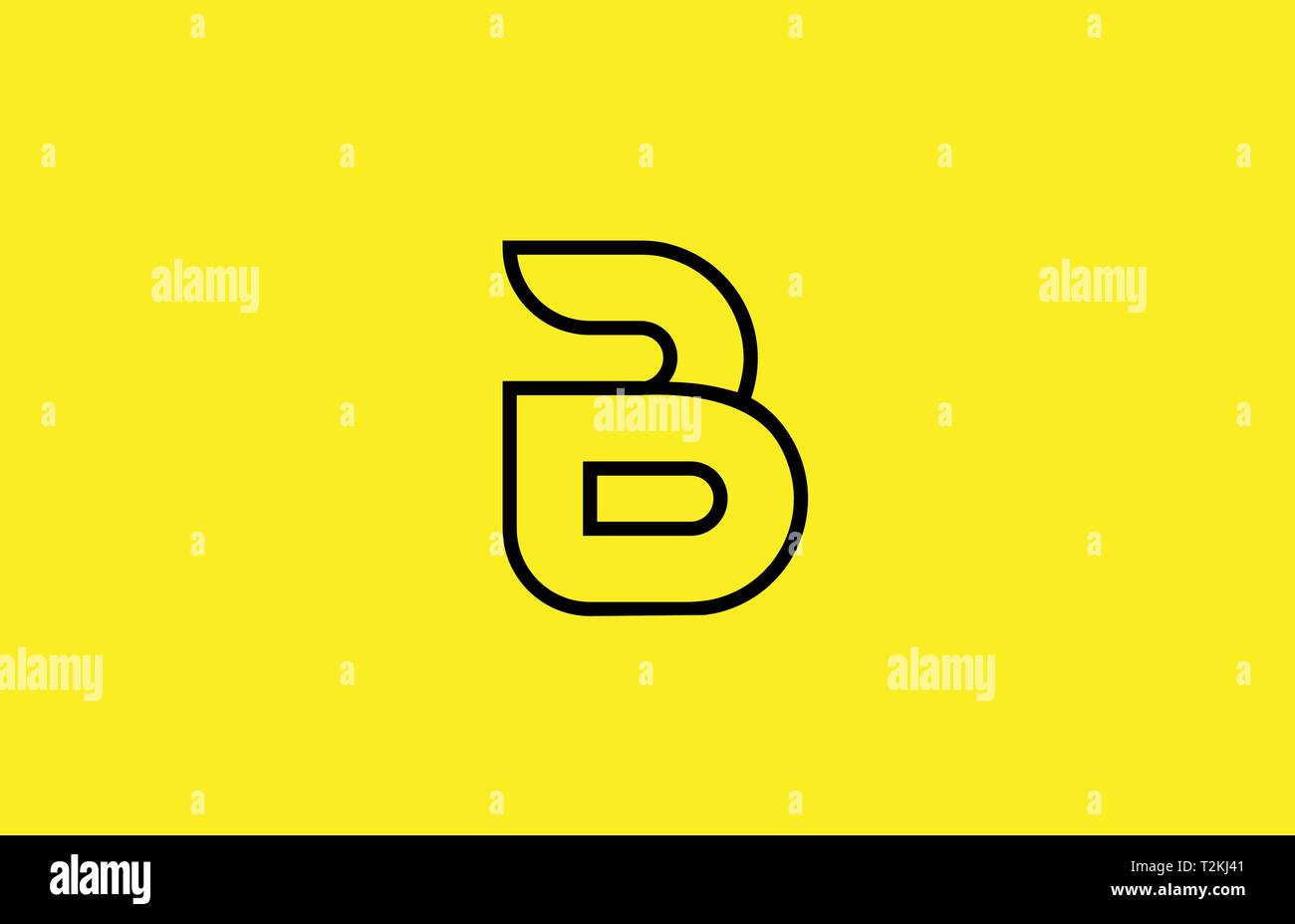 yellow black line alphabet letter B logo icon for a company business or ...