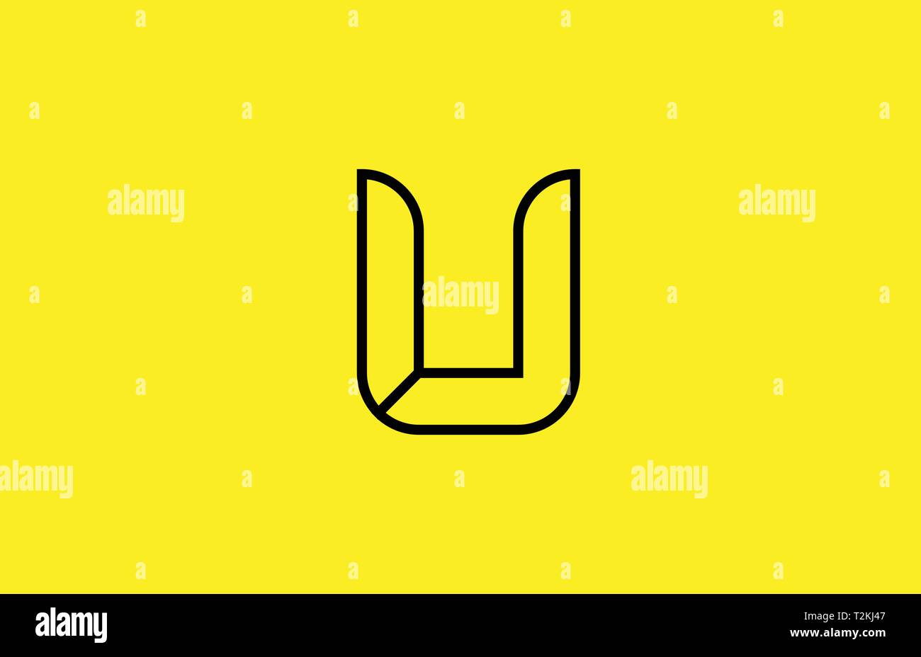yellow black line alphabet letter U logo icon for a company business or ...