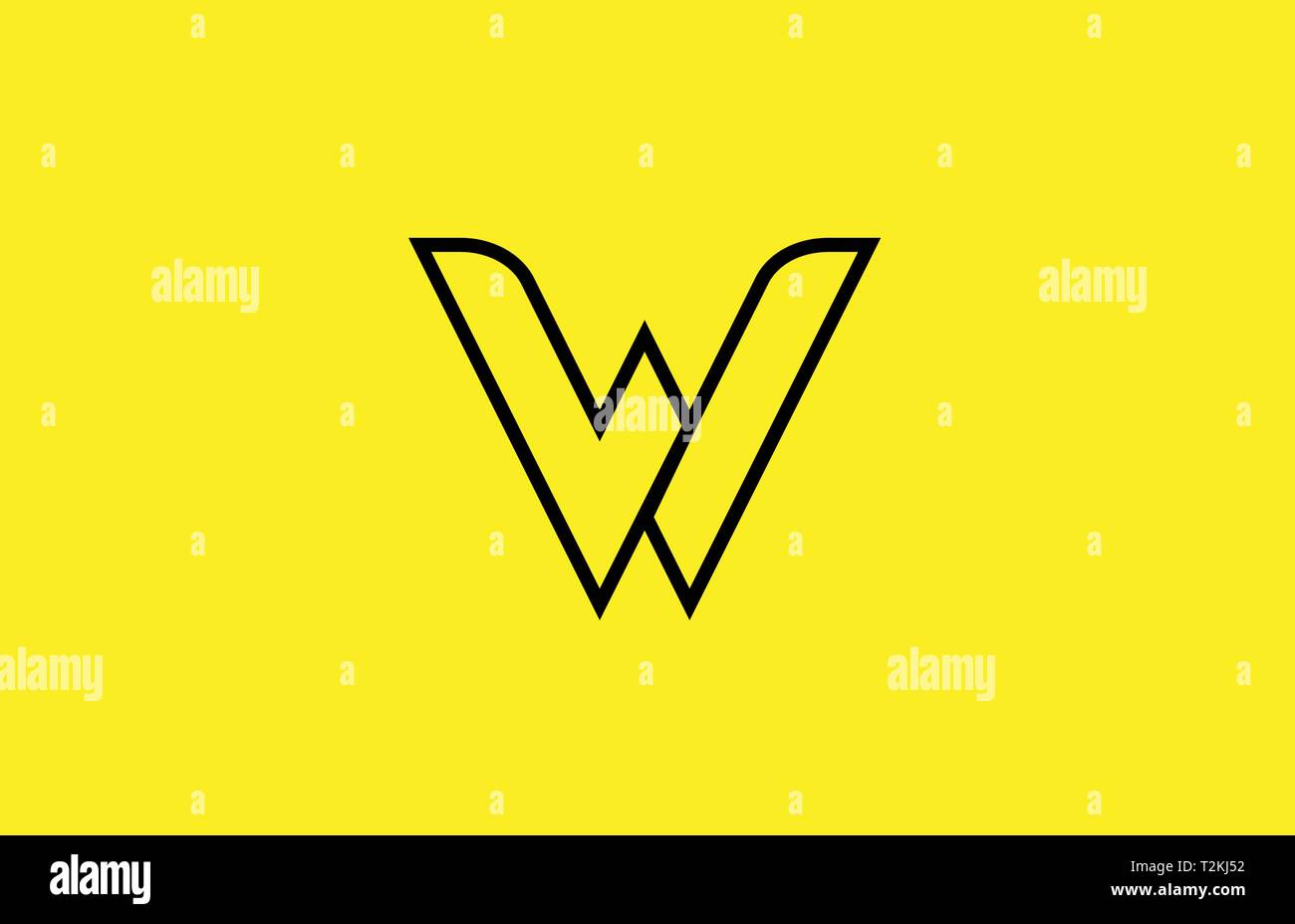 yellow black line alphabet letter W logo icon for a company business or ...