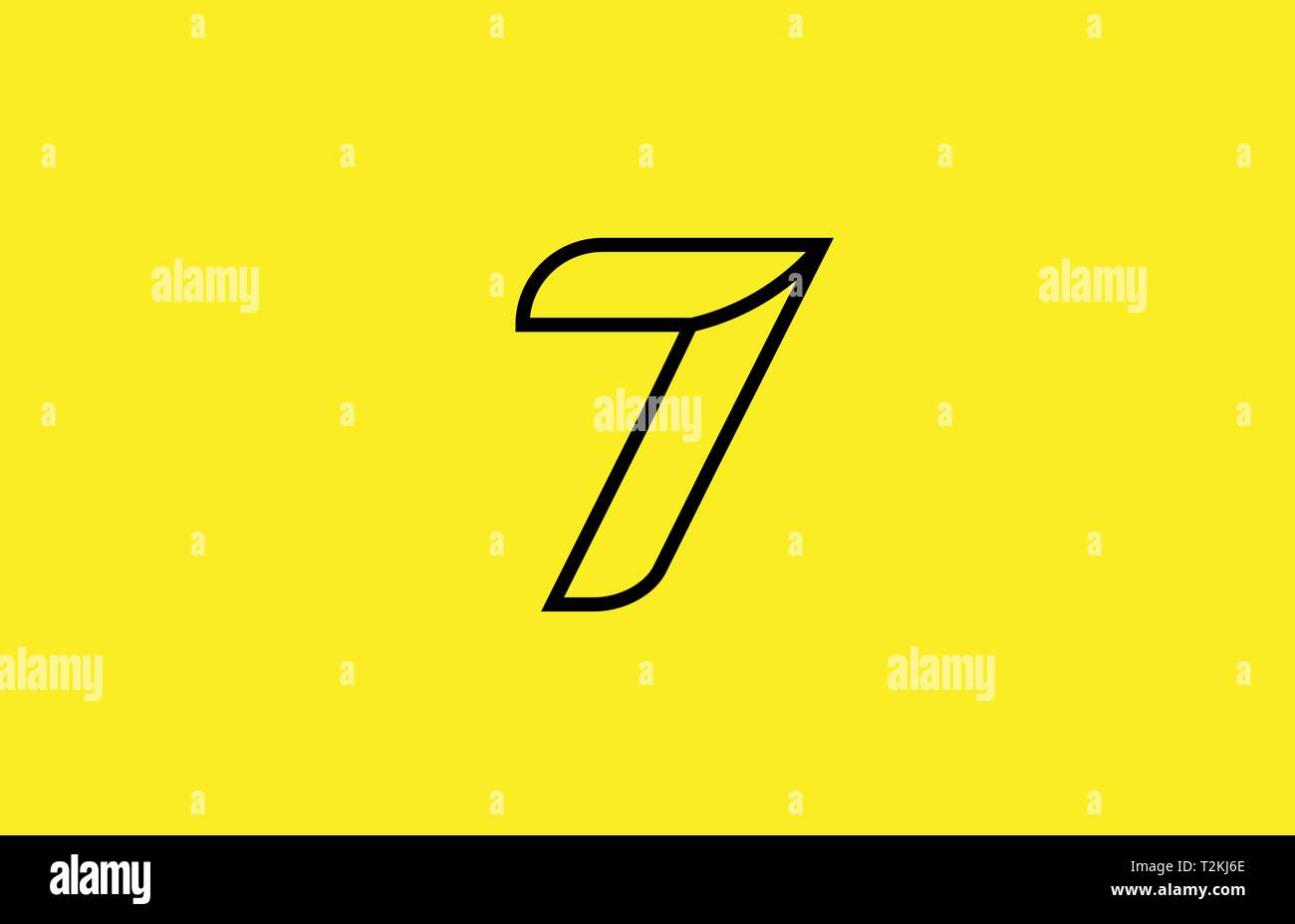 yellow black line number 7 logo icon for a company business or ...