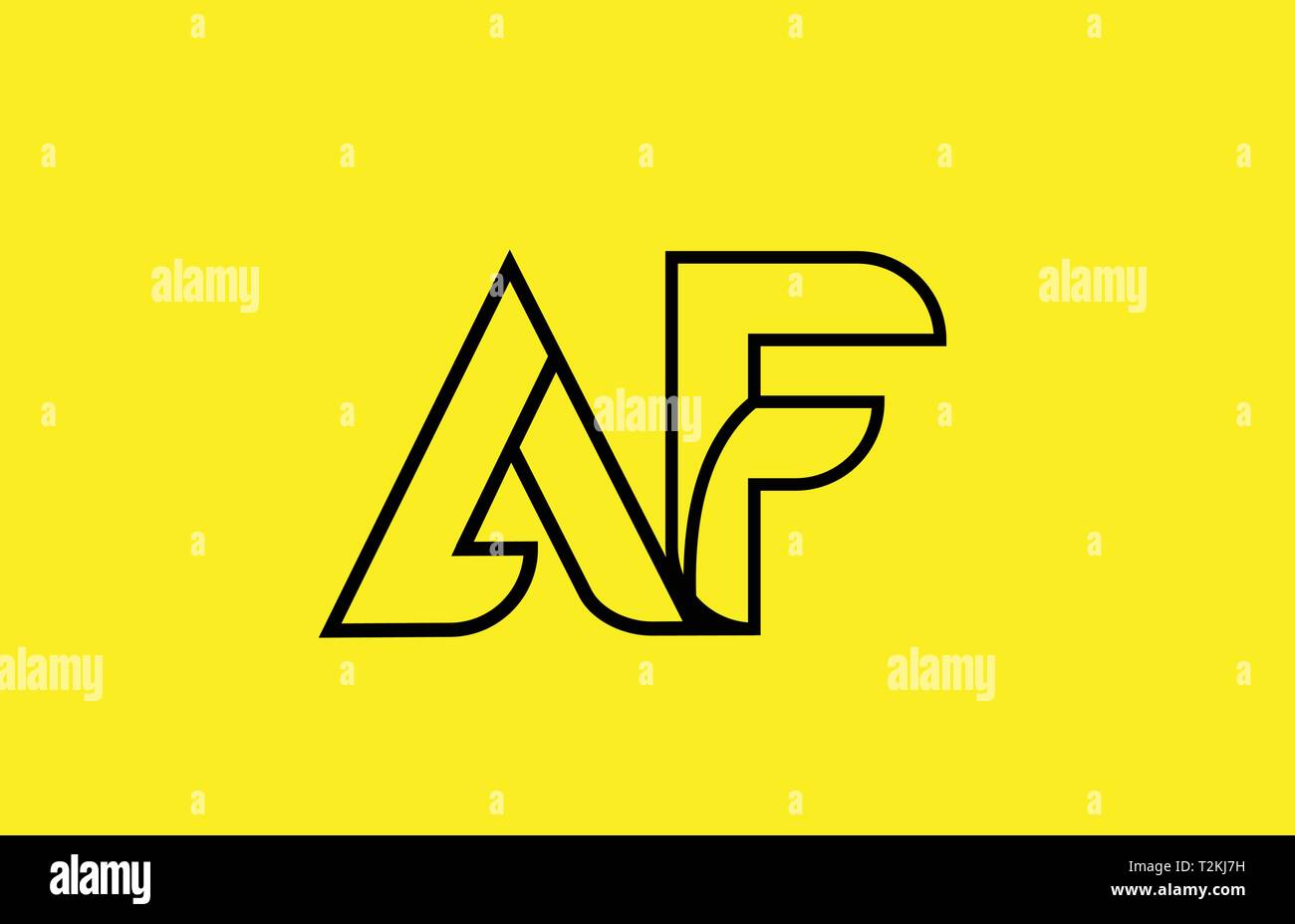 yellow black line alphabet letter AF A F logo combination icon for a ...