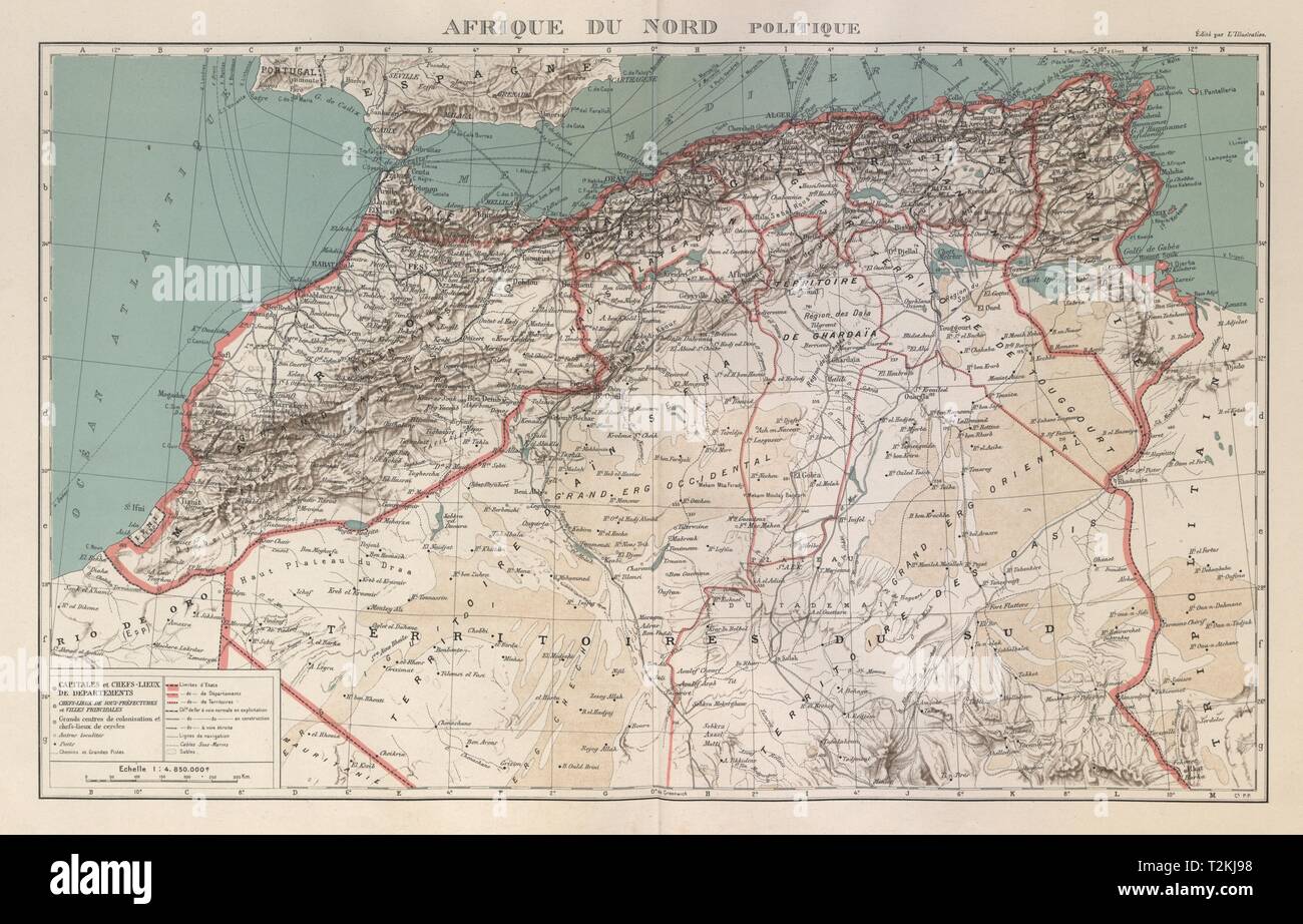 COLONIAL FRENCH NORTH AFRICA. Afrique du Nord. Politique. Political ...