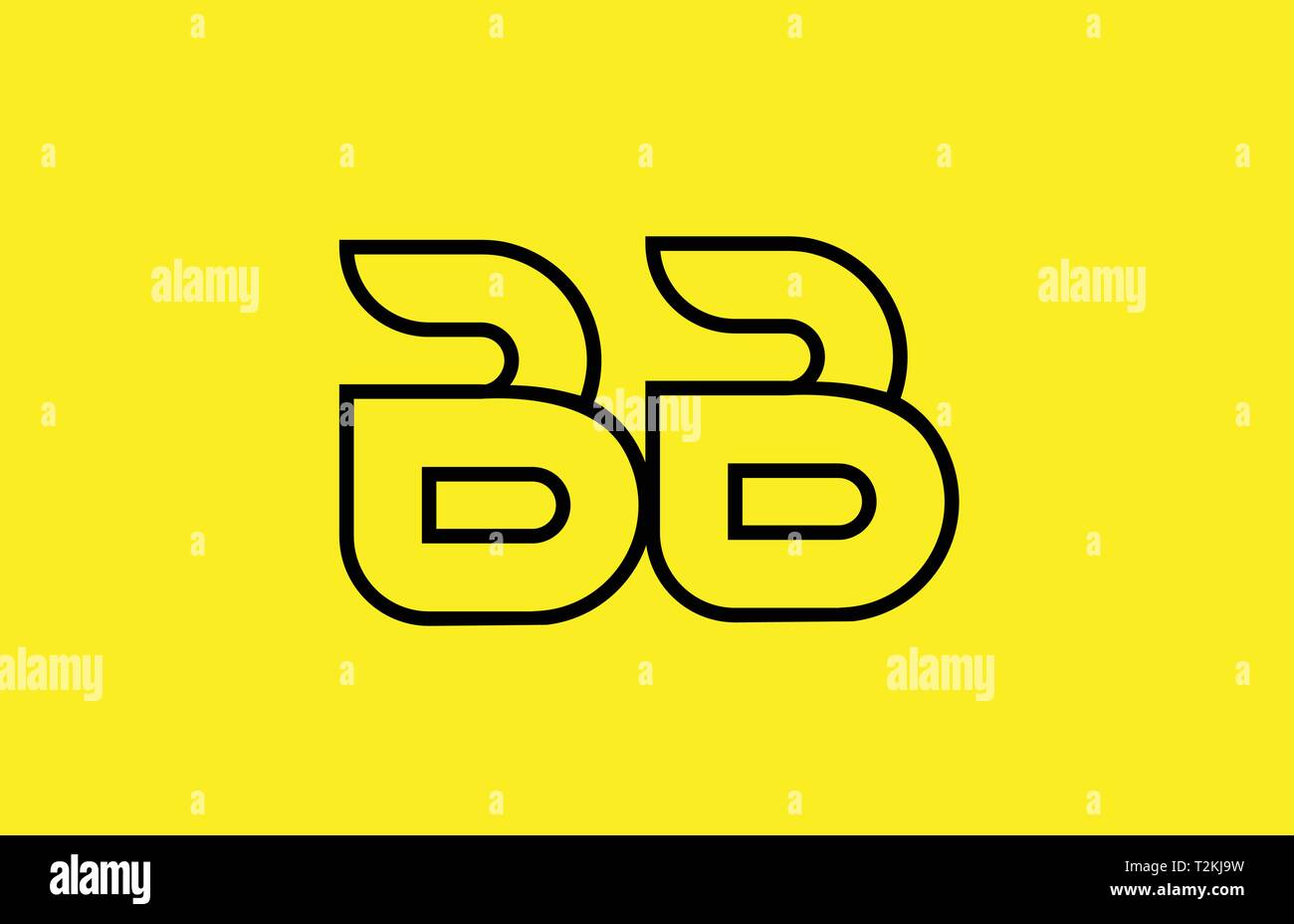 yellow black line alphabet letter BB B B logo combination icon for a ...
