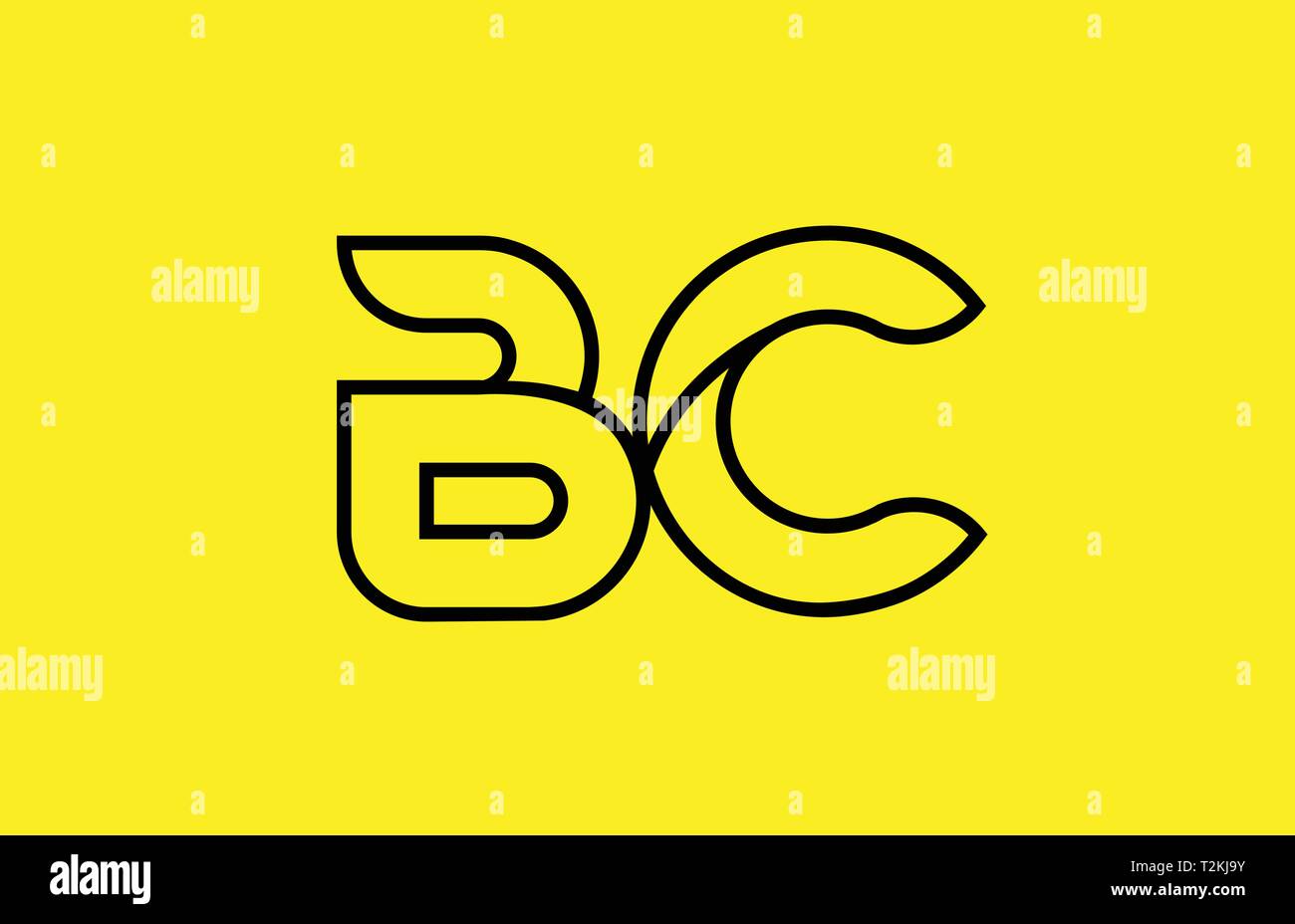 yellow black line alphabet letter BC B C logo combination icon for a ...