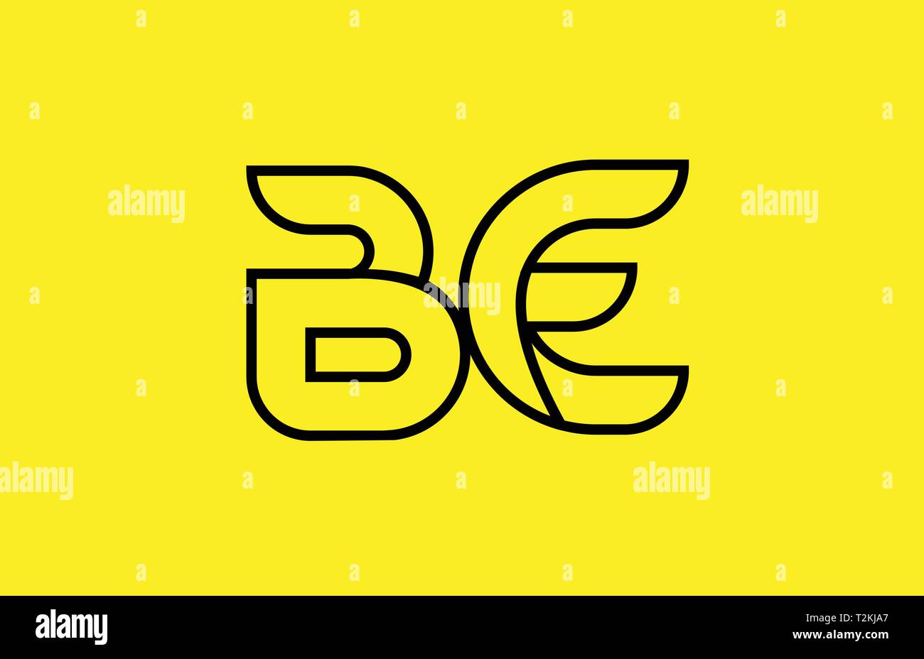 yellow black line alphabet letter BE B E logo combination icon for a ...
