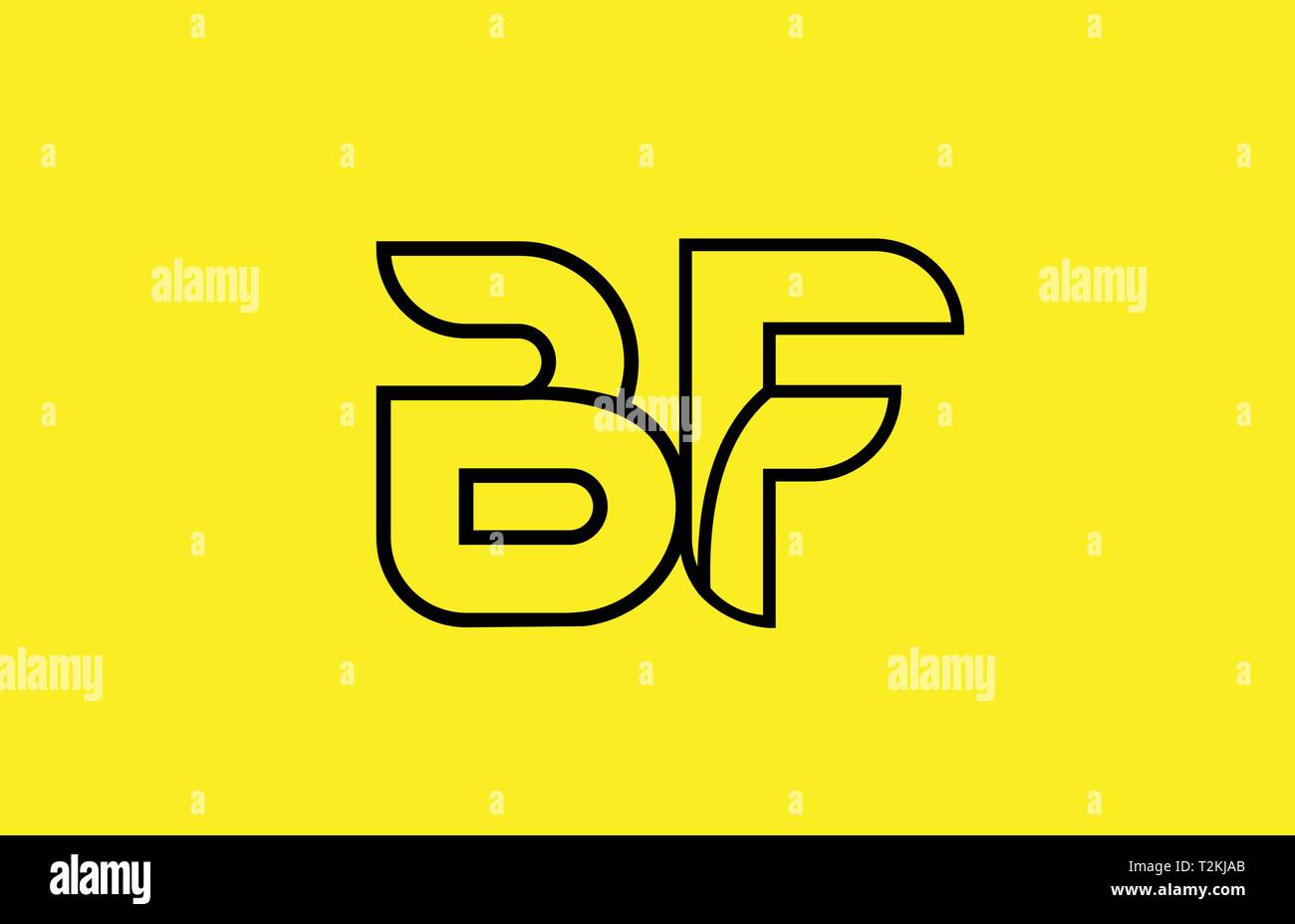 yellow black line alphabet letter BF B F logo combination icon for a ...